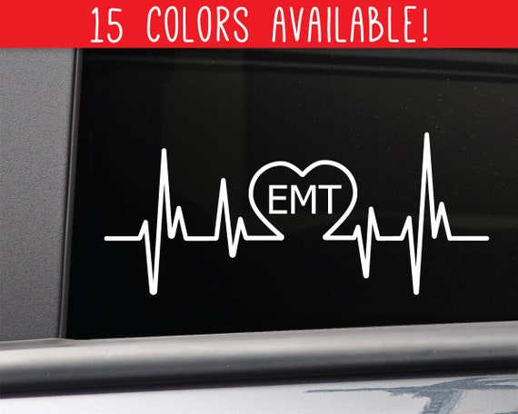 EMT Emergency Medical Technician Heartbeat Vinyl Decal Laptop | Etsy