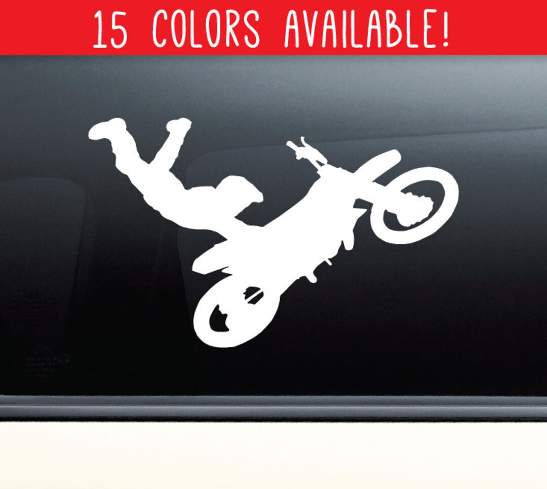 Motocross Jump Dirtbike Vinyl Decal Laptop Car Truck Bumper Window ...