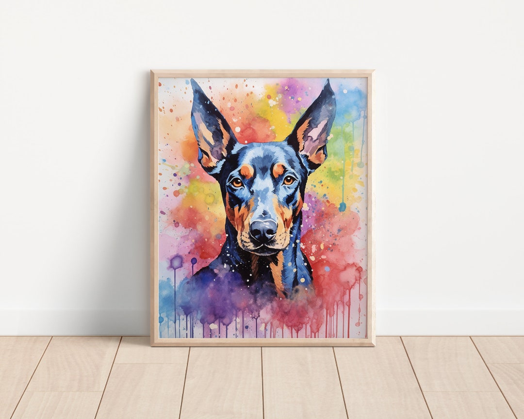 Doberman Pinscher 8x10 Splatter Paint Style Matte Art Print frame Not ...