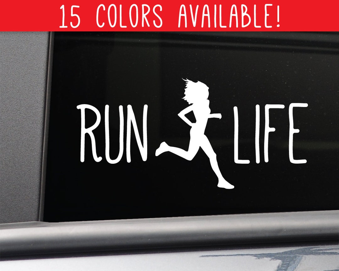 Run Life Female Runner Vinyl Decal Laptop Car Truck Bumper Window ...