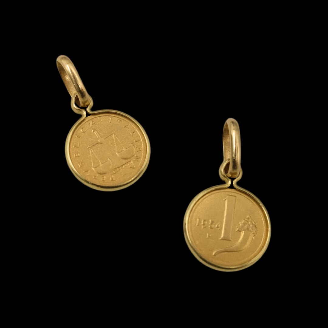 18k Gold 1 Lira Italian Coin - Etsy