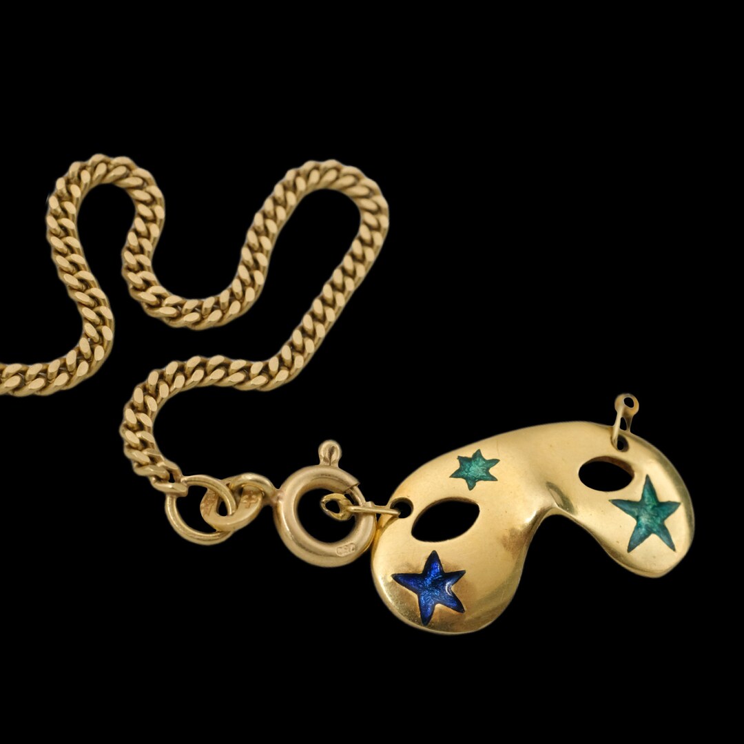 18k Gold Masquerade Pendant - Etsy