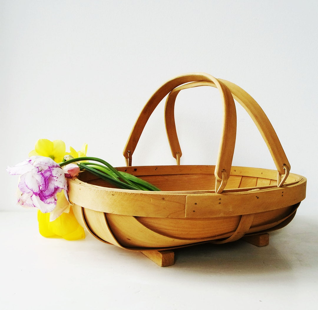 Vintage Wooden Garden Trug Handmade Gathering Basket Rustic Farmhouse ...