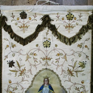 1800s Large Antique French Church Banner Holy Mary Procession Banner ...