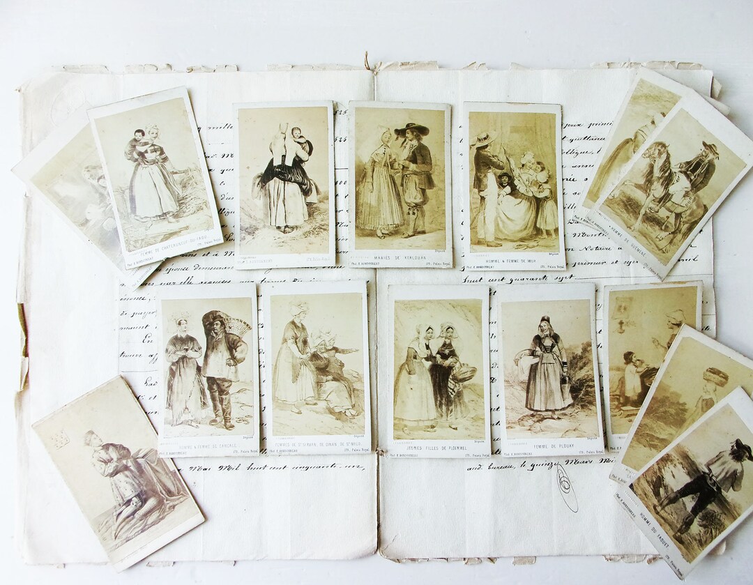 15 Antique Sepia Cards Traditional Costumes and Life in - Etsy