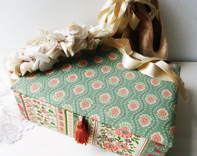 French Fabric Box Boudoir Box Vintage Cartonnage Sewing Box With ...