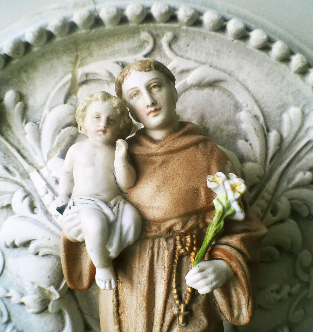 Saint Anthony Antique French Statue Biscuit Porcelain Ornate - Etsy