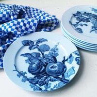 Antique French Ironstone Dinner Plates - Blue & White Transferware ...