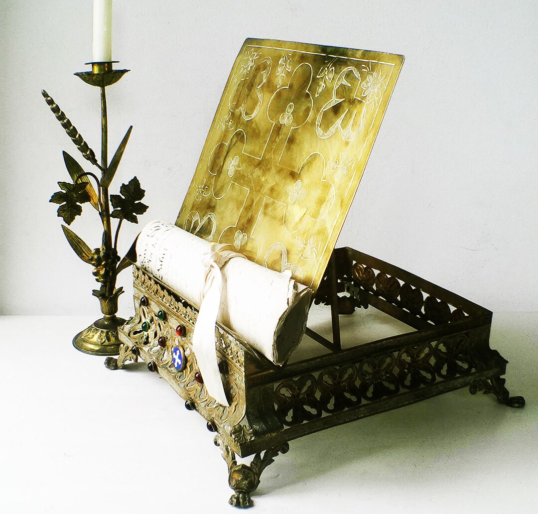 1800s Antique Church Altar Bible Stand Bronze Brass Colored Rhine ...
