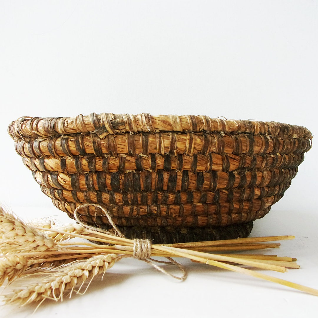 1800s Antique Bread Basket French Oval Hand Woven Country - Etsy