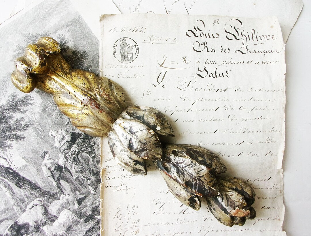1700s French Chateau Gilded Wood Ornament - Antique Laurel Garland Drop ...