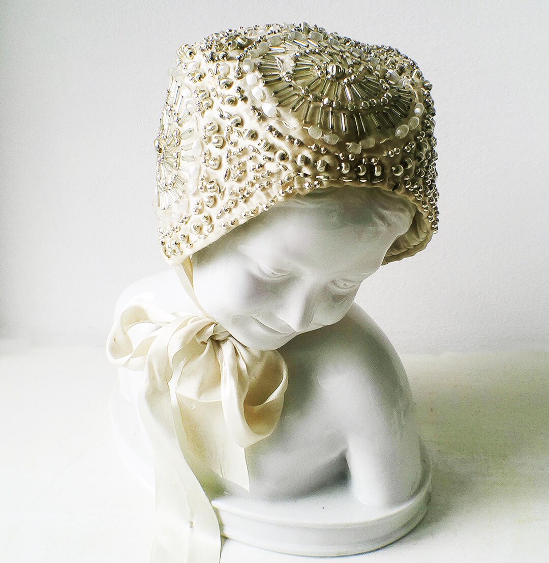 Antique Baby Bonnet French Breton Traditional Sequins and Pearls Satin ...