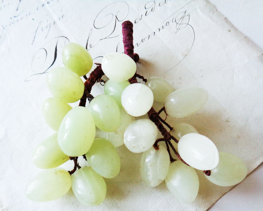 Set of 2 French Stone Grapes Green Semiprecious Stones 2 Bunches of ...
