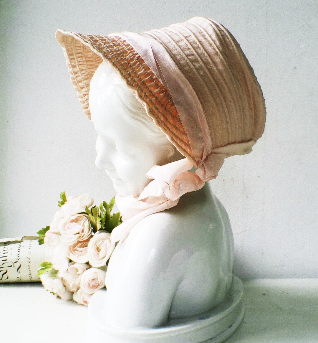 Antique Brimmed Baby Bonnet French Satin Pink Schute Bonnet Paris - Etsy