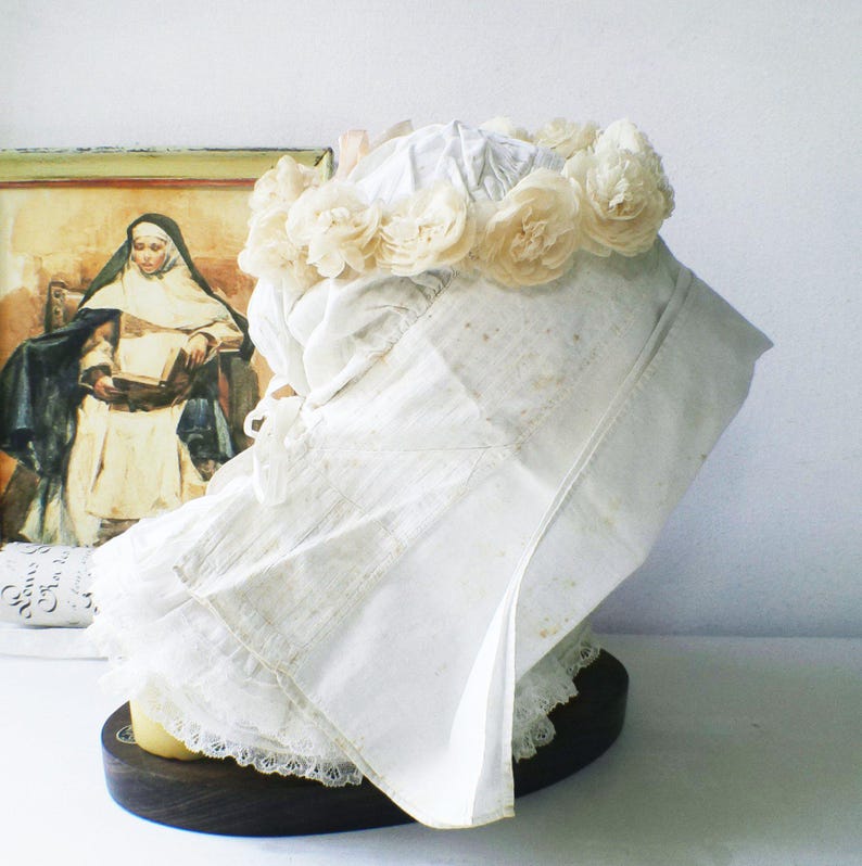 19th Century Nun's Bonnet: French Convent Relic With Wax Seal - Etsy