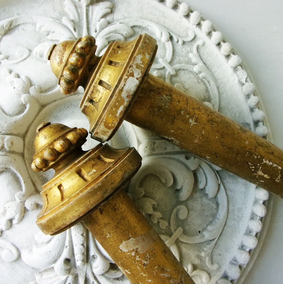 1800s Antique Chateau Finials Curtain Holders Pole Ends French Hand ...