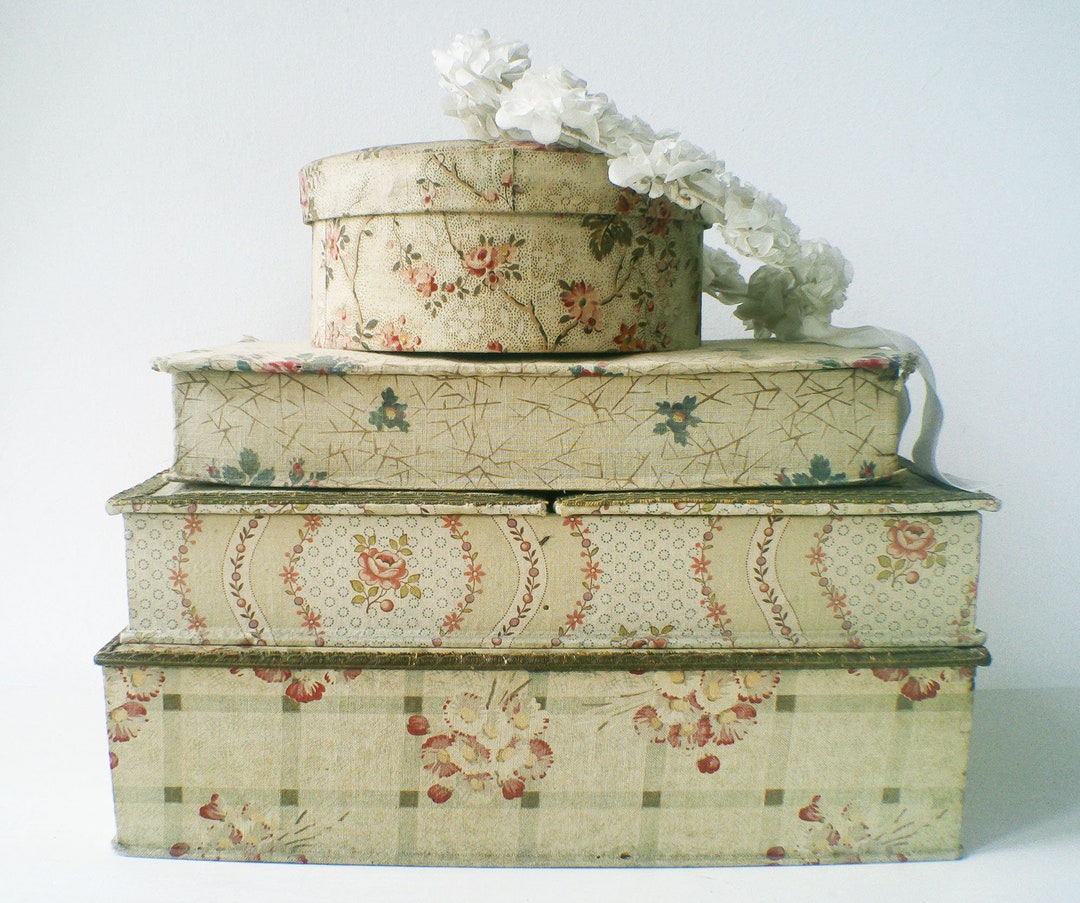 French Fabric Box Boudoir Box Antique Cartonnage Sewing Box Daisy ...