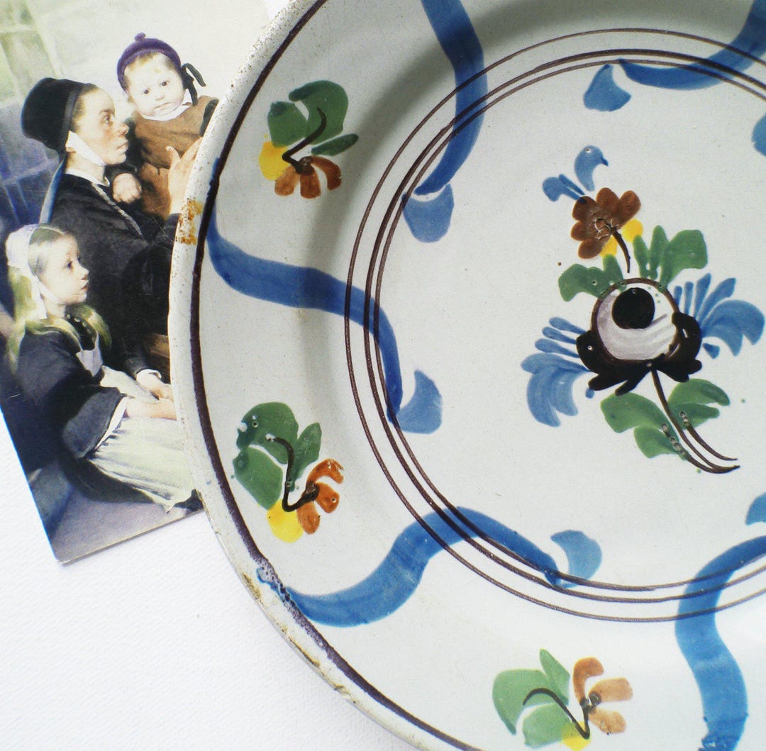 1700s Antique French Rustic Pottery Plate Bowl Hand Painted - Etsy