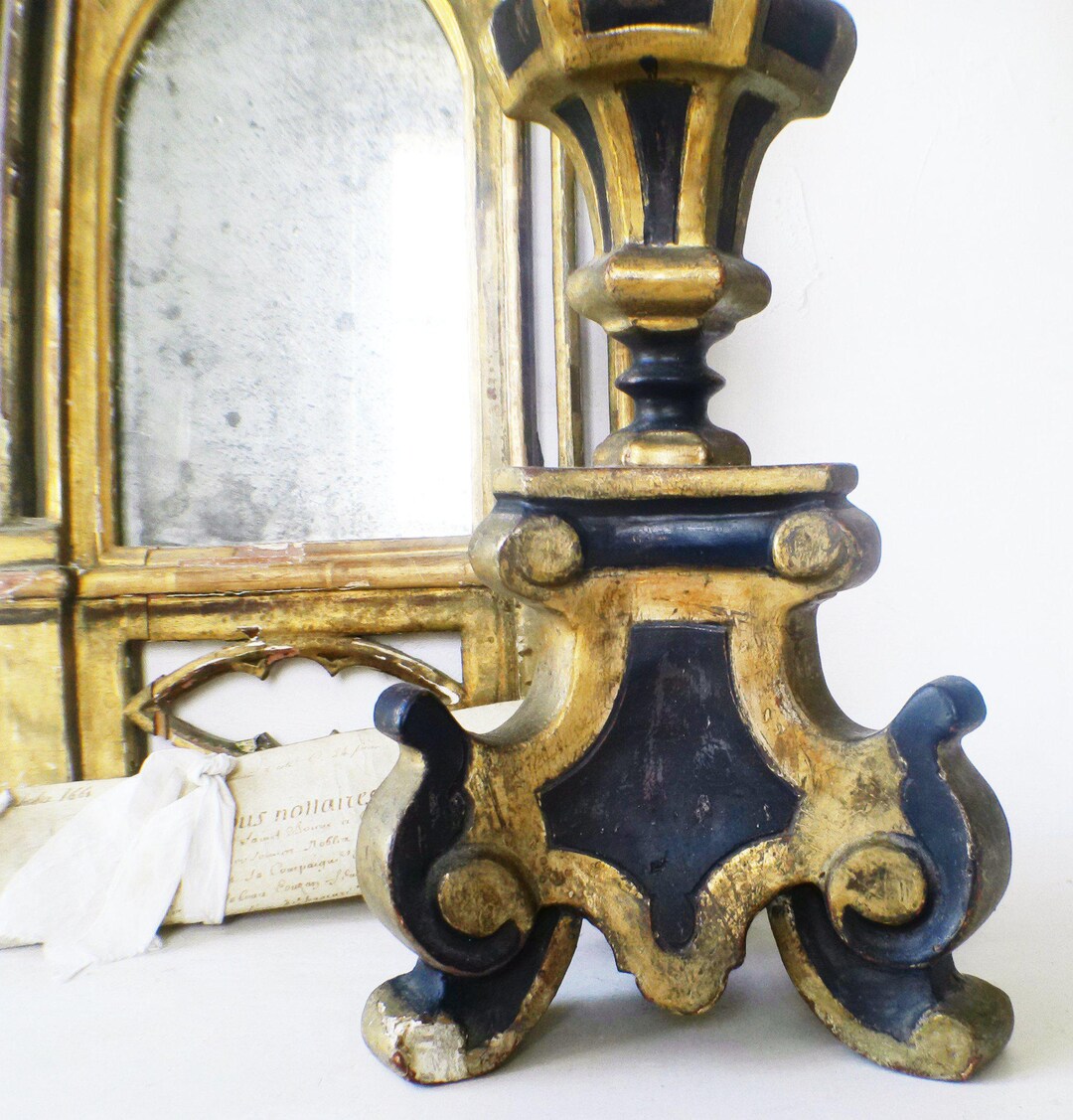 1700s Large Wooden Candle Stick Gilt Wood Church Candelabra Antique ...
