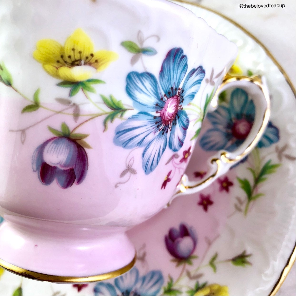 Aynsley Floral Bouquet Pink Teacup and Saucer | Etsy