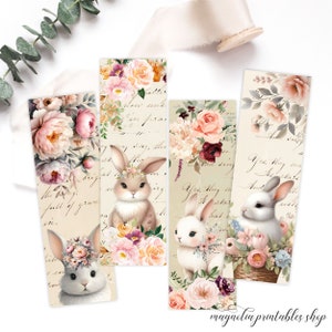 Printable Easter Bookmarks, Vintage Style Bunnies, Spring Rabbits and ...