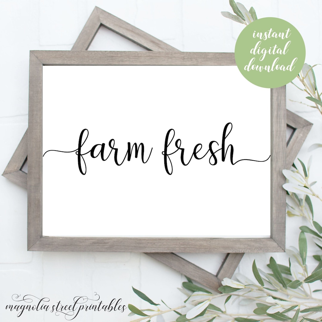 Printable Farm Fresh Farmhouse Sign Minimalist Black and - Etsy
