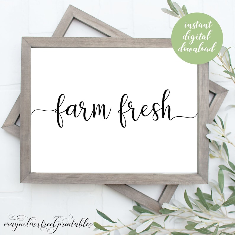 Printable Farm Fresh Farmhouse Sign Minimalist Black and - Etsy