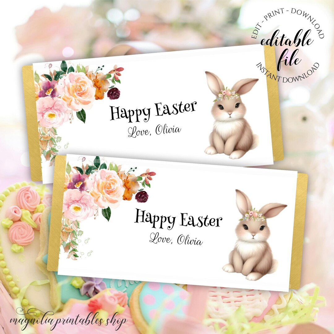 Easter Chocolate Bar Wrapper Template, Editable Candy Bar Wrapper ...