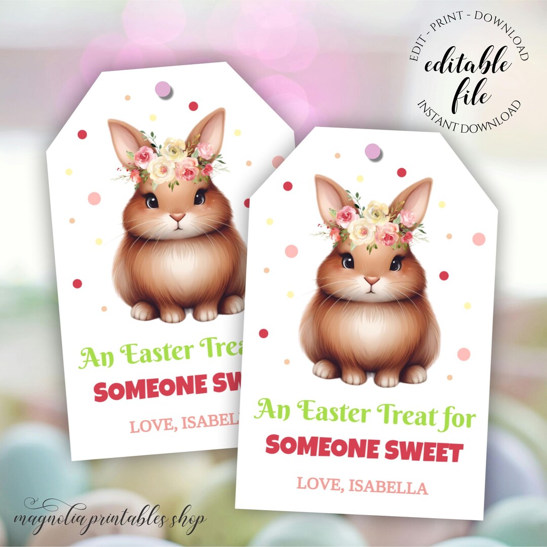 Easter Gift Tag Template, Editable Easter Treat for Someone Sweet Tag ...