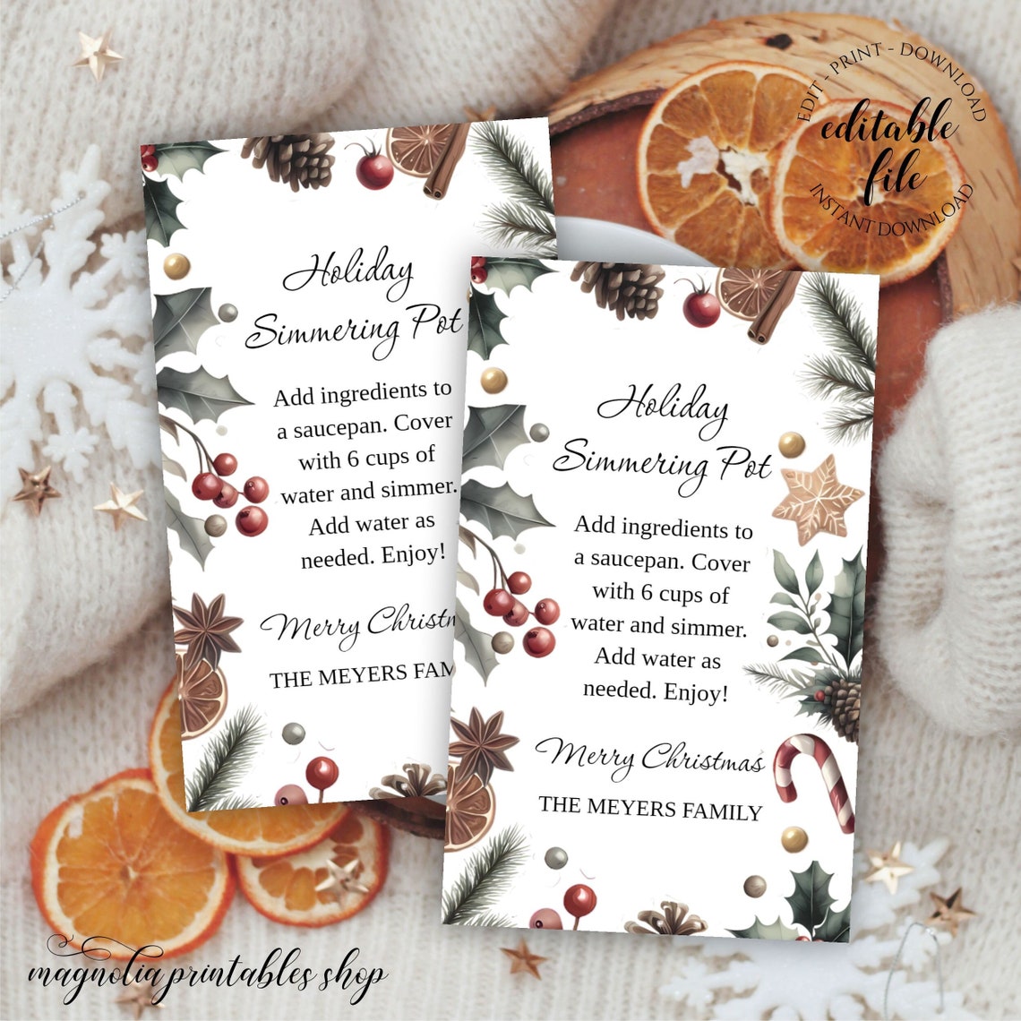 Simmer Pot Gift Tag Template, Editable Simmering Pot Tag for Christmas ...