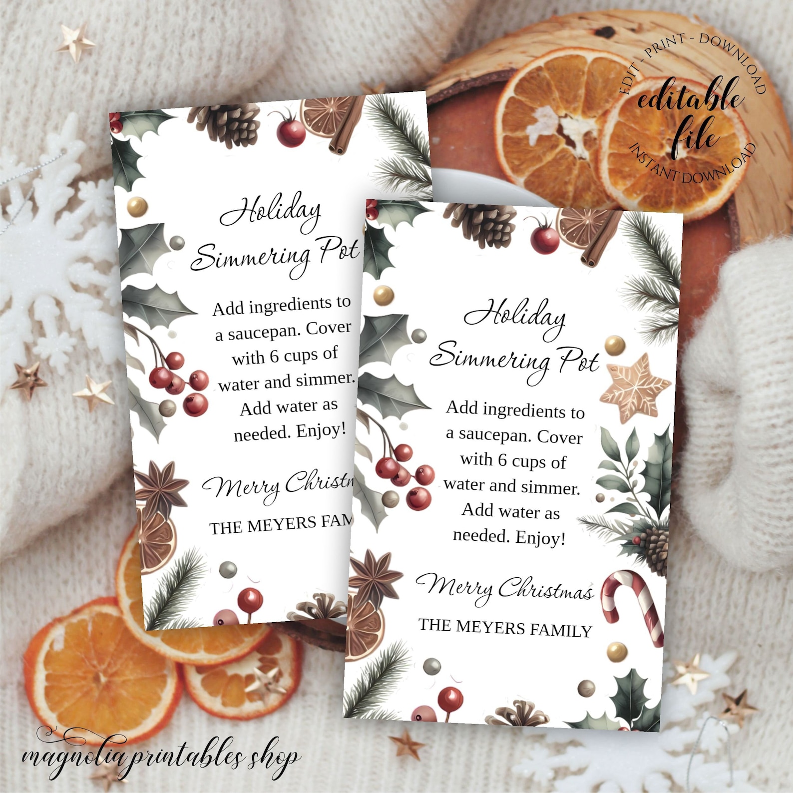 Simmer Pot Gift Tag Template, Editable Simmering Pot Tag for Christmas ...