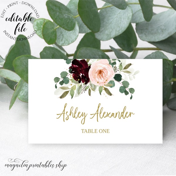 Burgundy Place Cards - Etsy