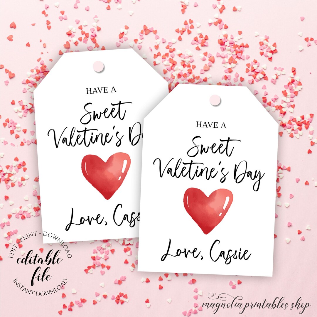 Valentine's Day Gift Tag Template, Baked Goods, Sweets, Candy Editable ...