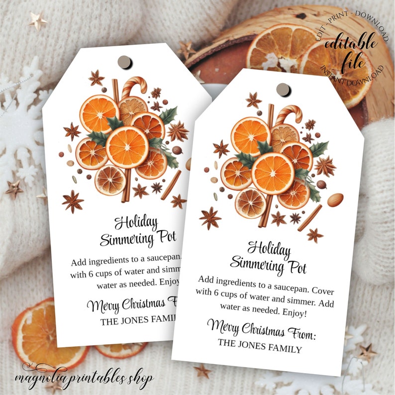 Simmer Pot Gift Tag Template, Editable Simmering Pot Tag for Christmas ...