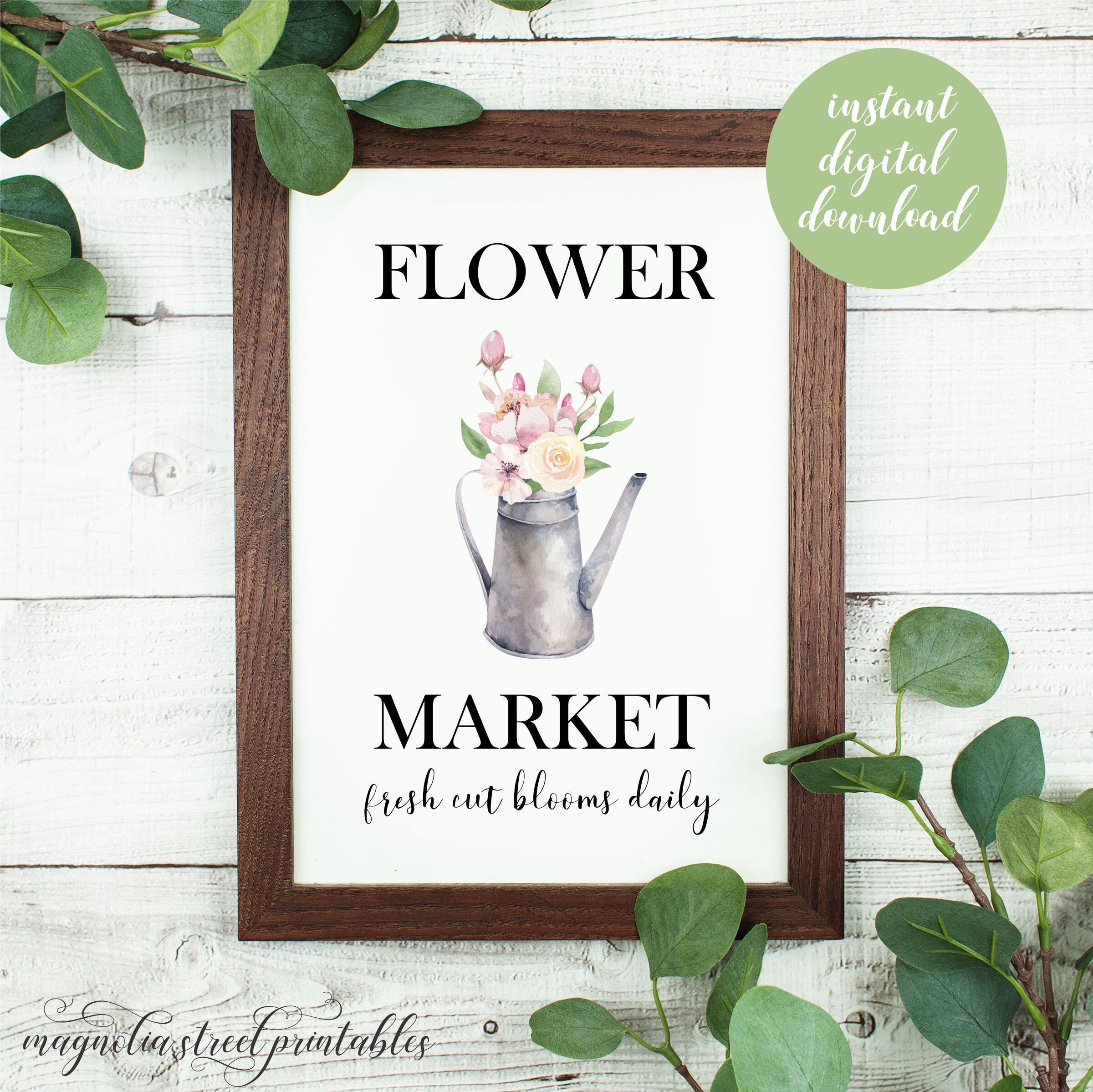 Printable Flower Farmhouse Sign Sign Flower Market Wall - Etsy