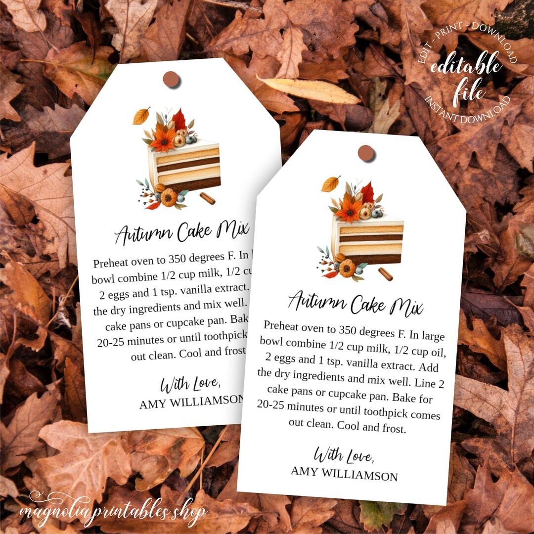 Mason Jar Cake Mix Tag Template, Editable Baked Goods Favor Tag, Mason ...