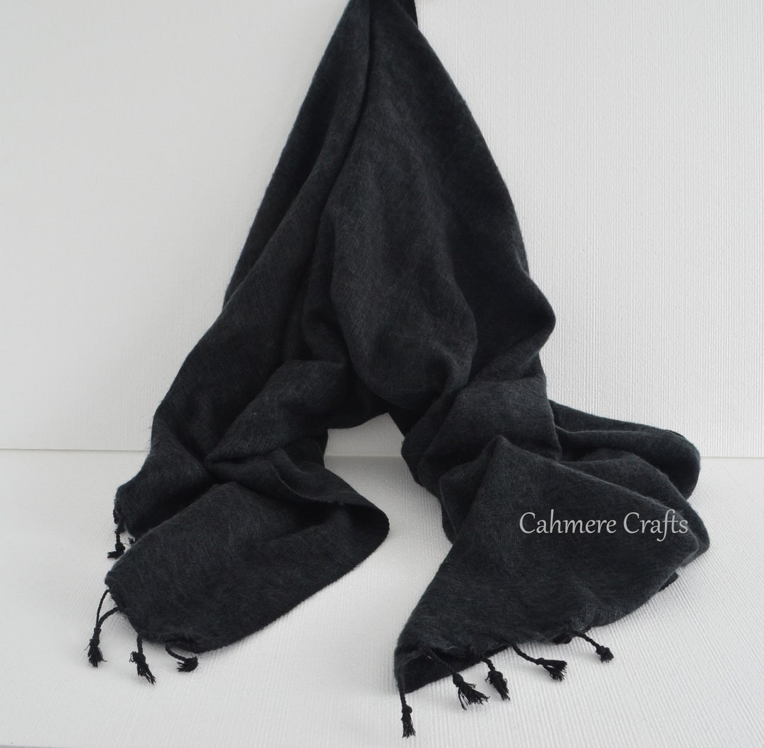 Handwoven Charcoal Nepalese Yak Wool Shawl, Charcoal Sofa Throw Blanket ...
