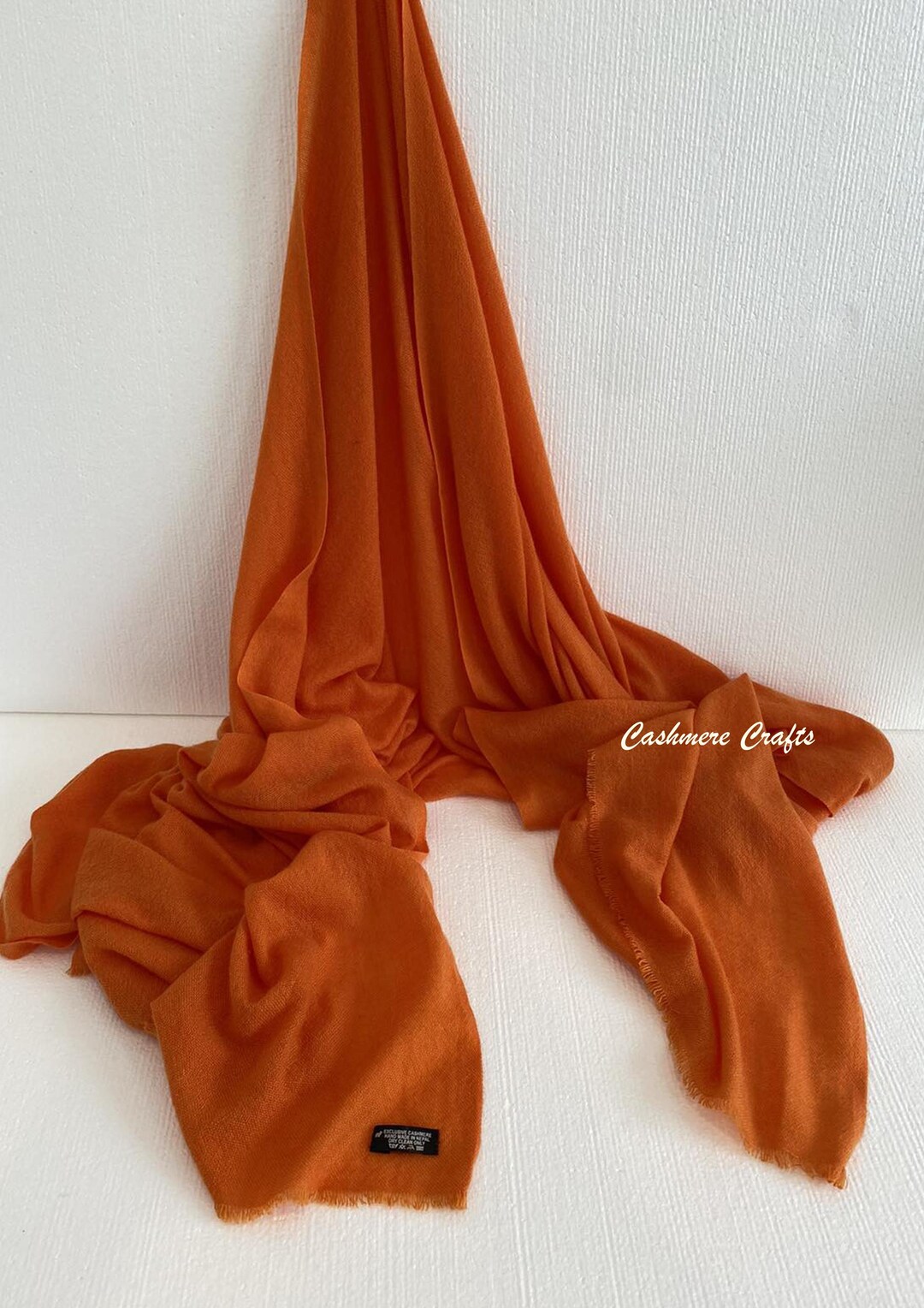 Tangerine Cashmere Shawl, Handwoven Nepalese Pashmina Stole - Etsy