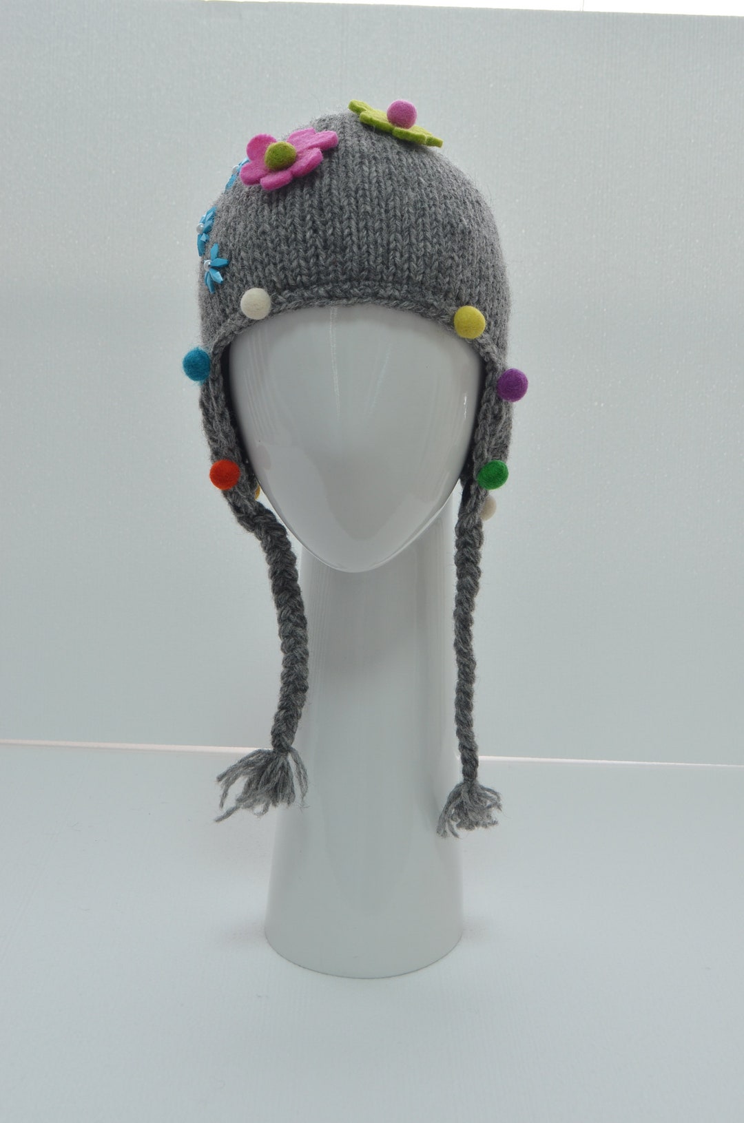 Handmade Wool Girls Beanie With Ear Flaps, Fleece Lined - Etsy
