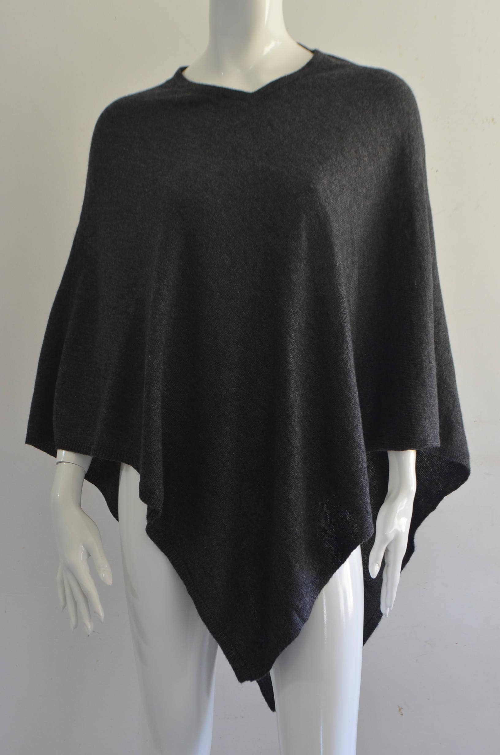 Poncho Charcoal 100% Sheep Wool Poncho Free Size Poncho One - Etsy ...