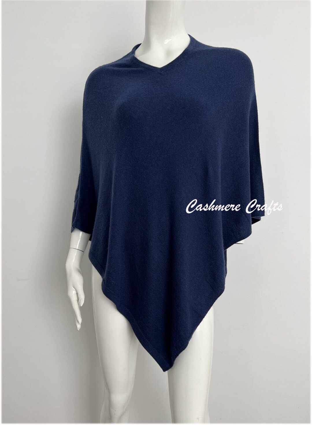 Navy Blue Poncho Cashmere Poncho Free Size Poncho One Size Poncho ...
