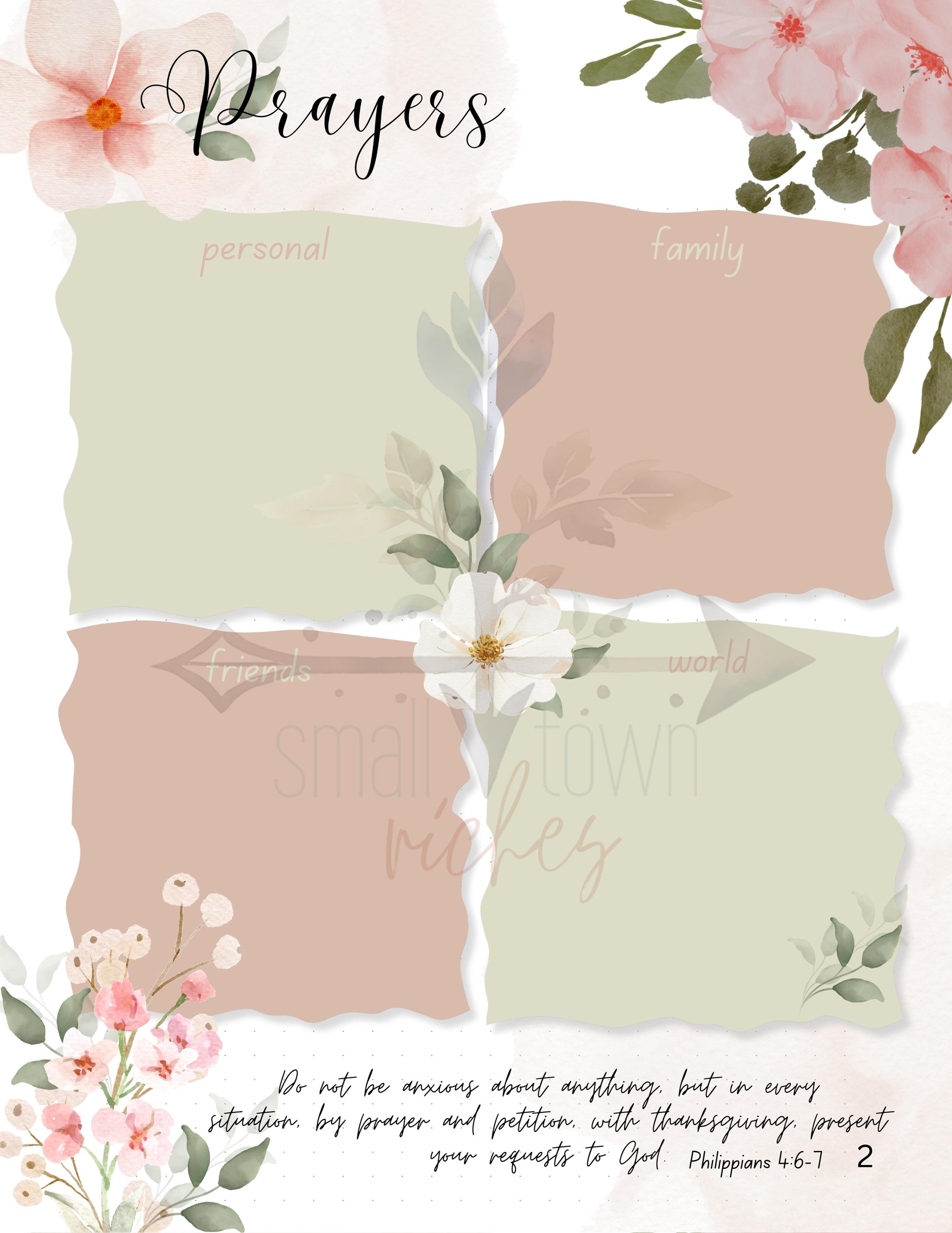 Printable Floral Prayer Requests Template - Etsy