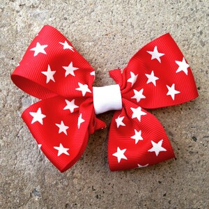 Medium Red White & Blue Star Bow 4th of July Bow Stars and - Etsy