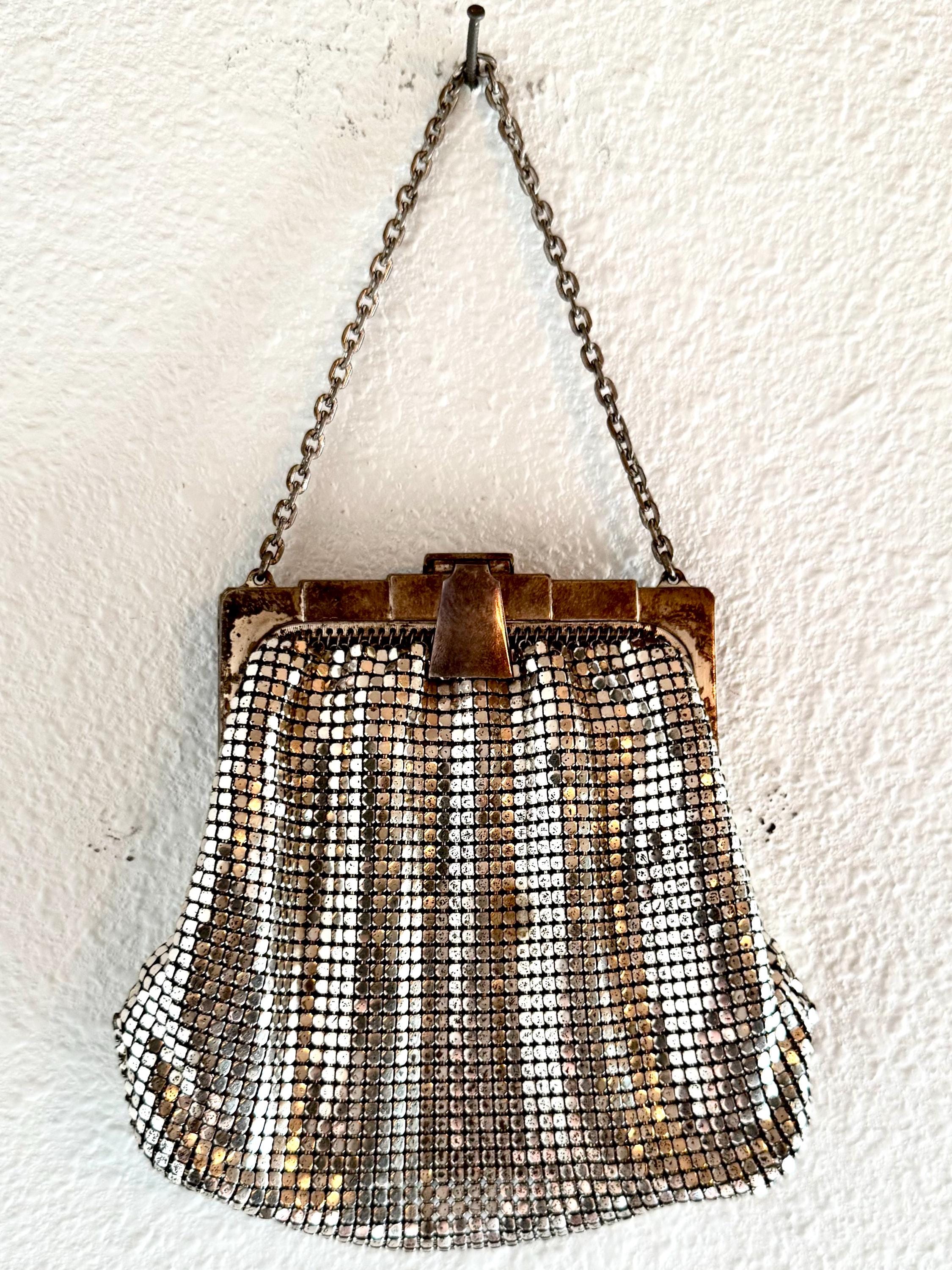 Antique - Vintage 1920s - 1930s Art Deco Silver Chainmail Metal Handbag ...