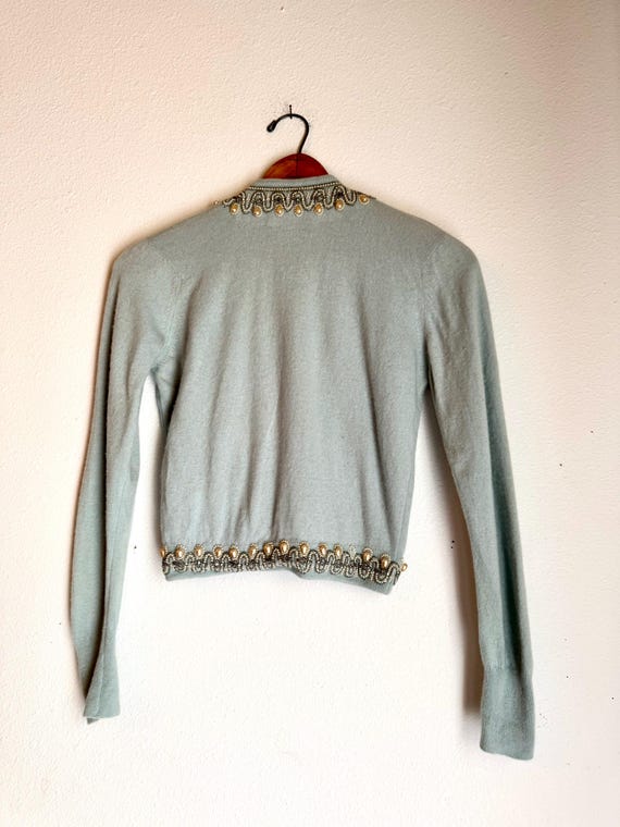 Vintage 1950s - Early 1960s Pale Ice Blue Knit Cashme… - Gem