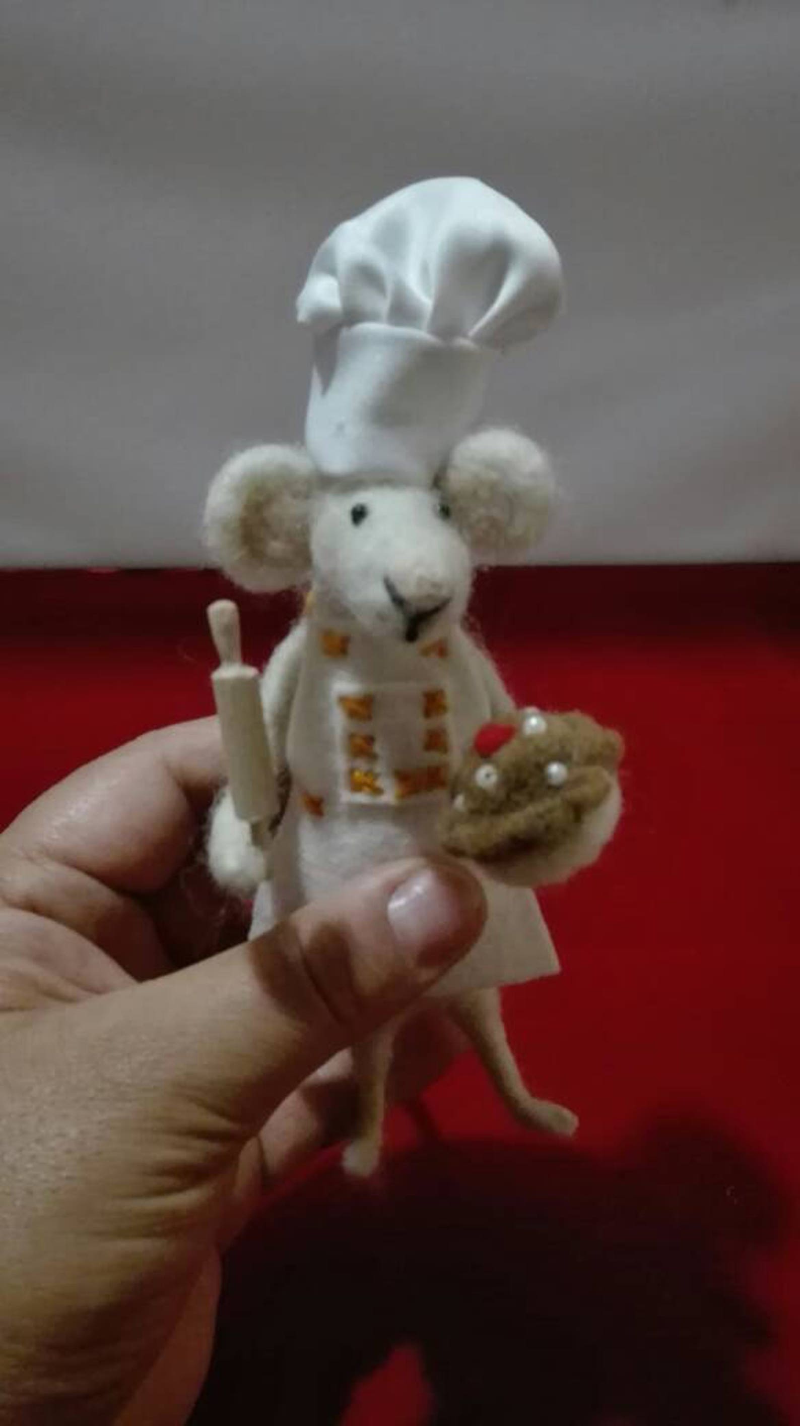 Needle felted chef mouse Felted chef mouse mini chef needle - Etsy España