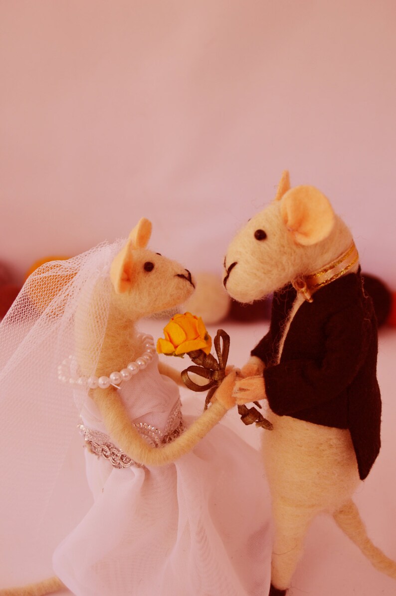 Just Married Needle Felted Mouse Felted Mice Wedding - Etsy