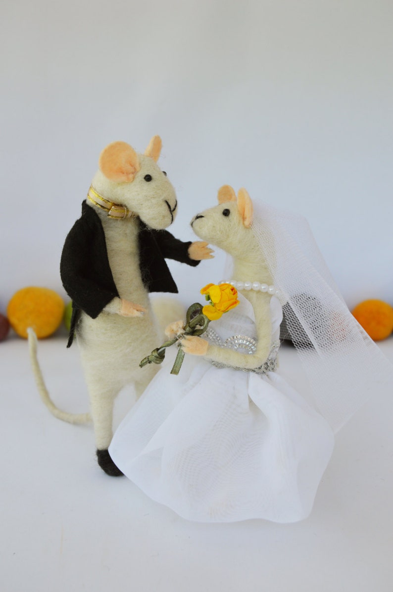 Just Married, Needle Felted Mouse, Felted Mice Wedding, Wedding Cake ...