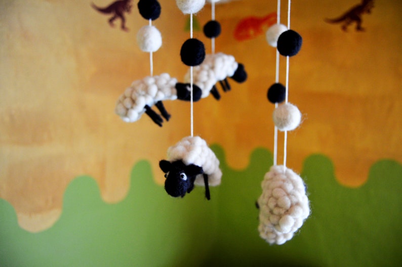 Mobile Needle Felted Sheep Mobile White Sheep Mobile - Etsy