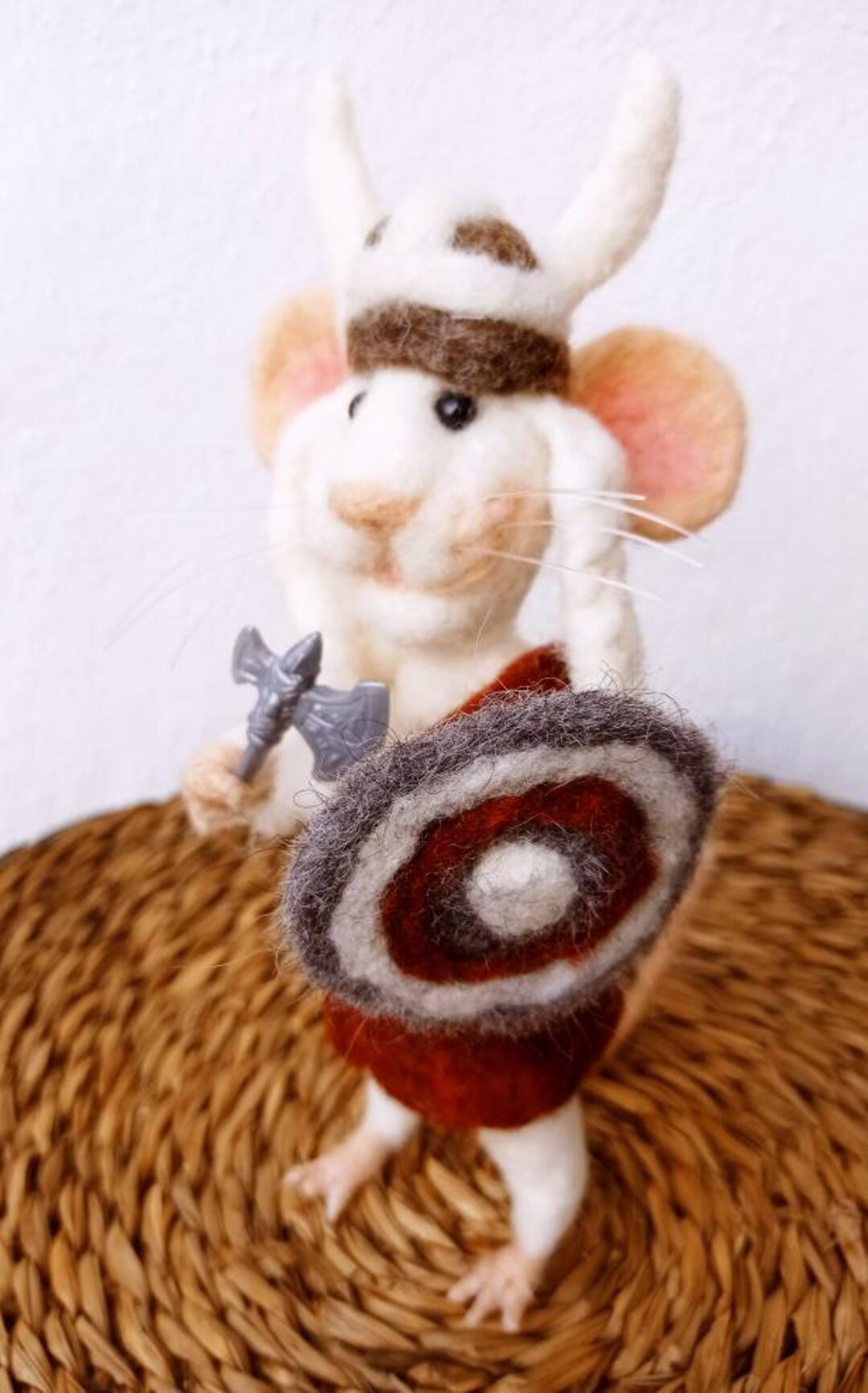 Needle Felted Viking Mouse Felted Mouse White Mouse Needle - Etsy